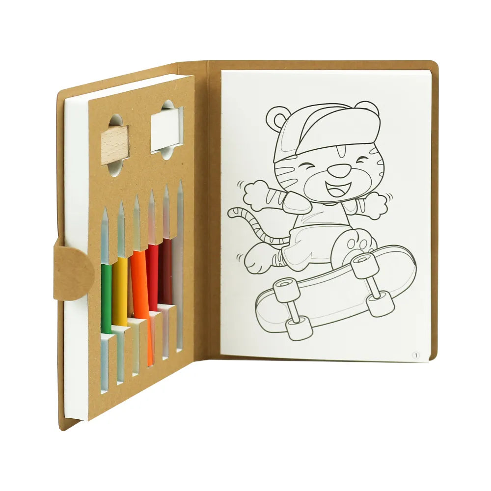 50 Eco-Friendly Drawing Pad Set with Colored Pencils, Sharpener & Eras